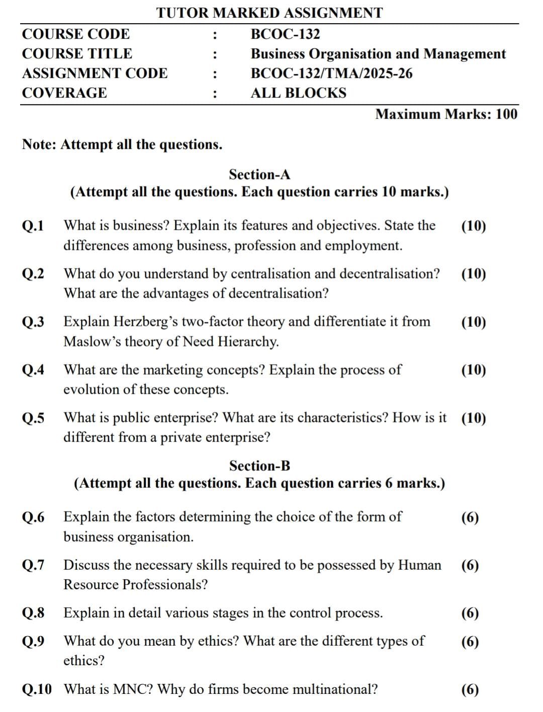 BCOC 132 IGNOU Solved Assignments 2025-26 (English) PDF Download ...