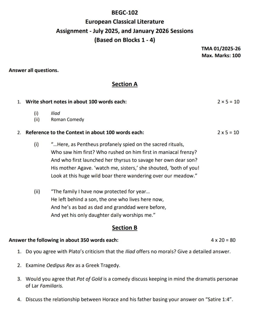 BEGC 102 IGNOU Solved Assignments 2025-26 (English) PDF Download ...