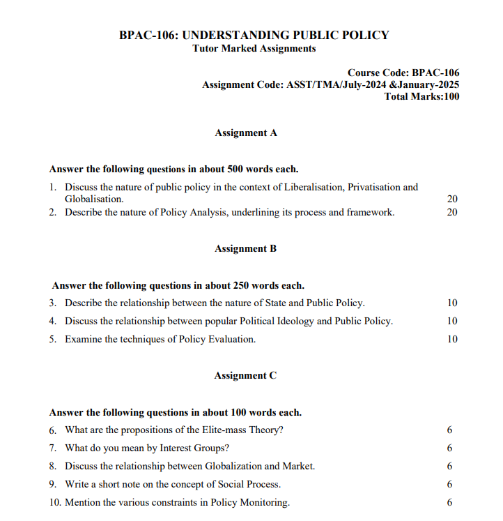 BPAC 106 IGNOU Solved Assignments 2024-25 (English) PDF Download – IGNOU Galaxy