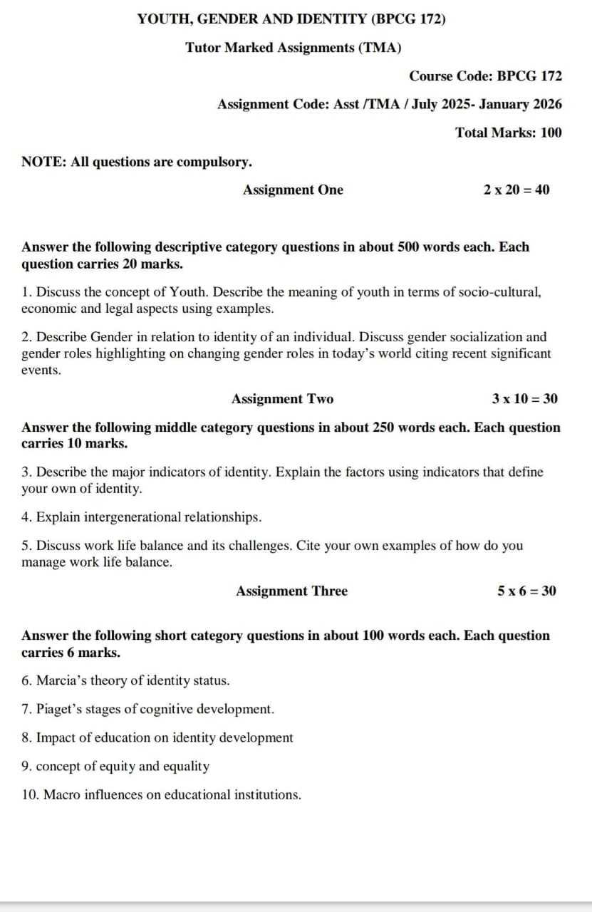 BPCG 172 IGNOU Solved Assignments 2025-26 (English) PDF Download ...