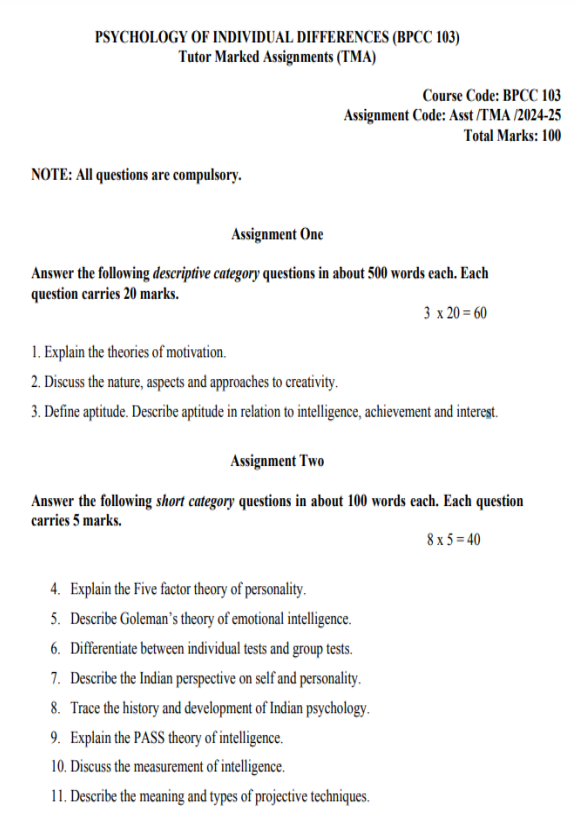 BPCC 103 IGNOU Solved Assignments 2024-25 (English) PDF Download – IGNOU Galaxy