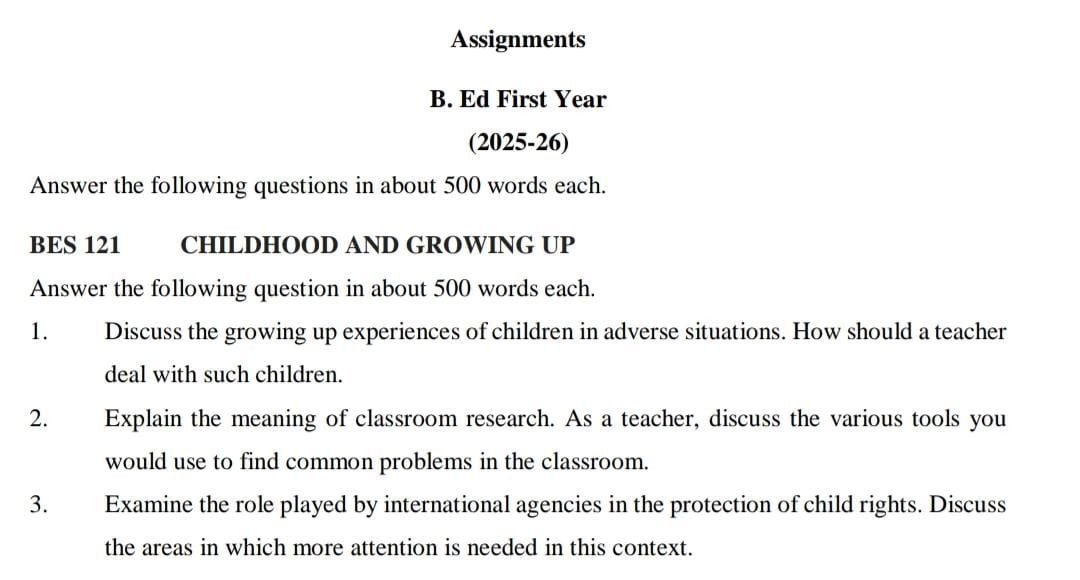 BES 121 IGNOU Solved Assignments 2025-26 (English) PDF Download – IGNOU ...