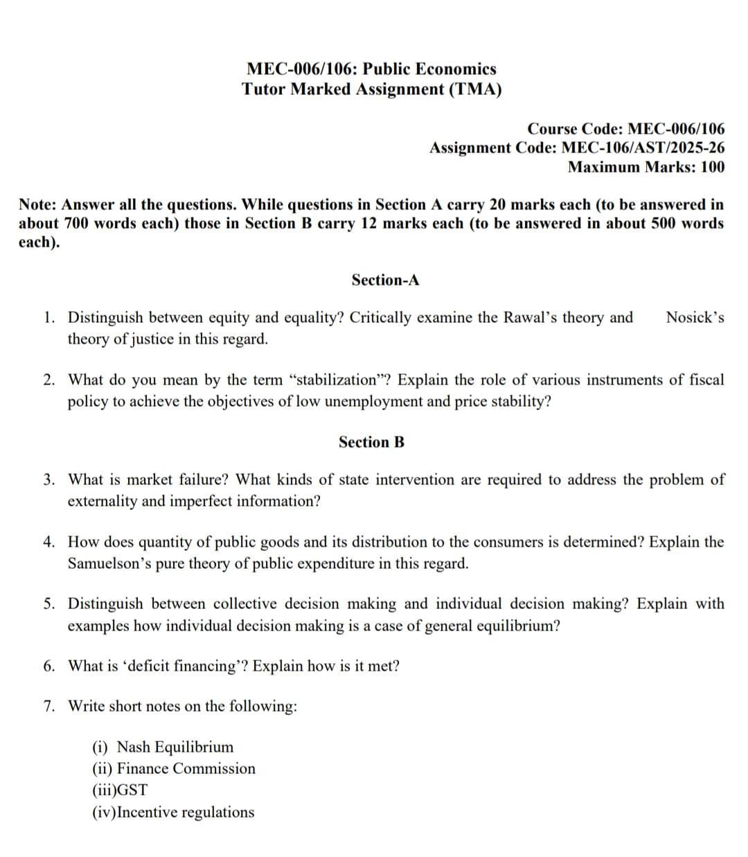 MEC 006/106 IGNOU Solved Assignments 2025-26 (English) PDF Download ...