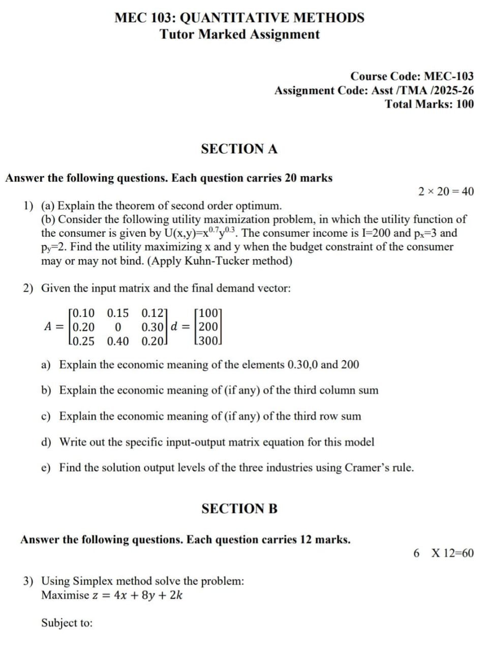MEC 103 IGNOU Solved Assignments 2025-26 (English) PDF Download – IGNOU ...